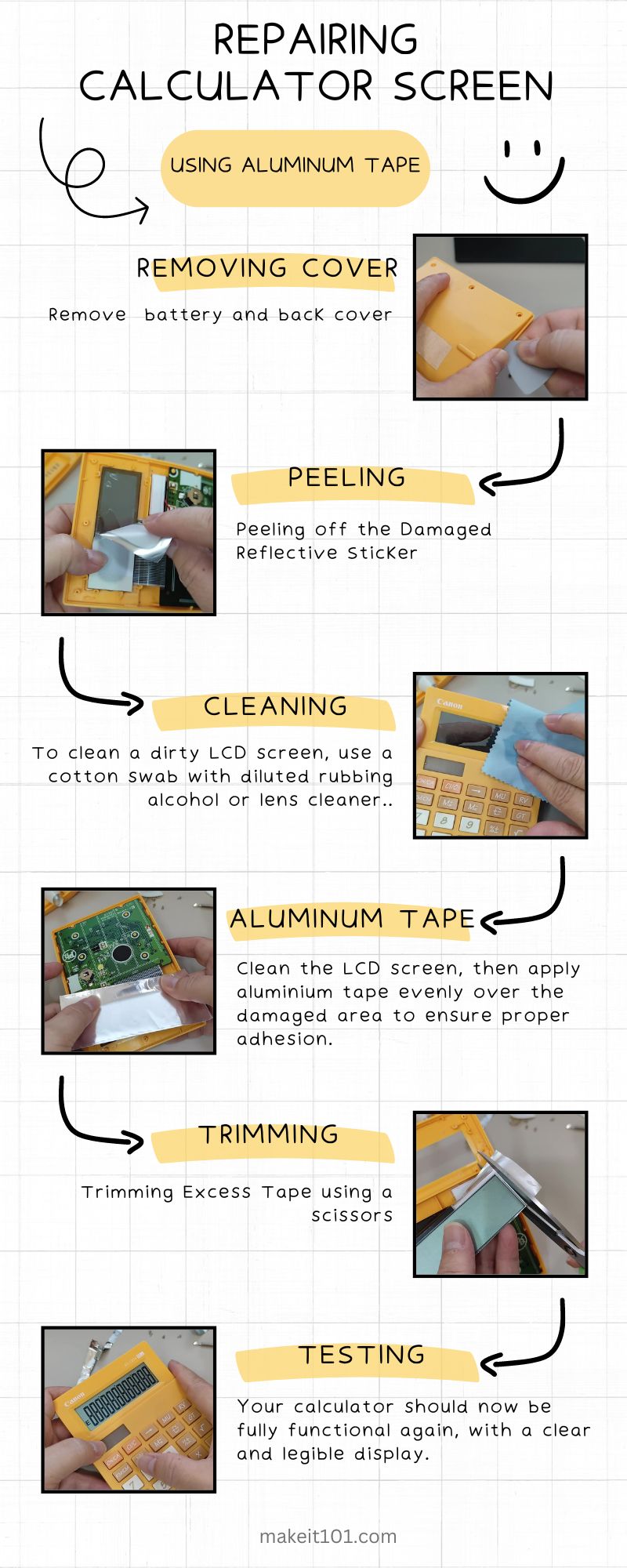 How to Repair a Bad, Cloudy Unclear LCD Screen of a Calculator Using ...
